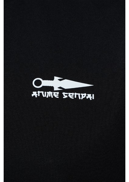 Anime Senpai Siyah Klasik Logo Oversize Tshirt (ANSOVR001) Fiyatı