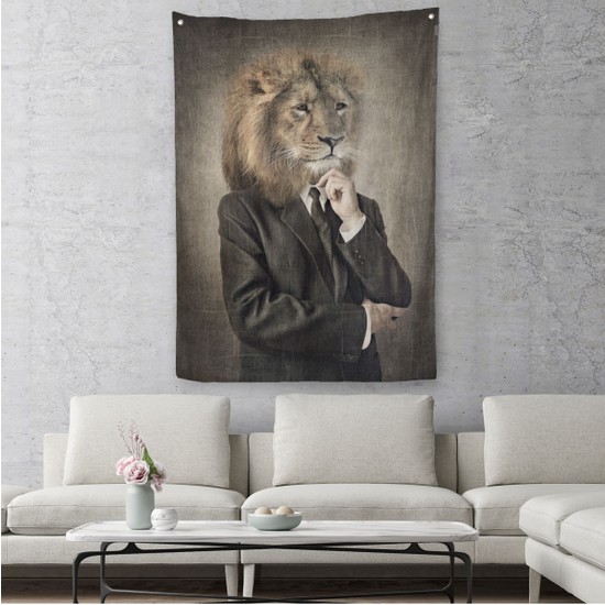 Dekoratifhane Aslan Kafalı Insan Duvar Örtüsü - HALISI-4993 Fiyatı