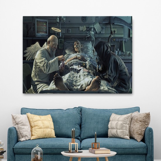 Azrail ve Melek Kumar Oynuyor Kanvas Tablo, Ölüm Meleği Fiyatı