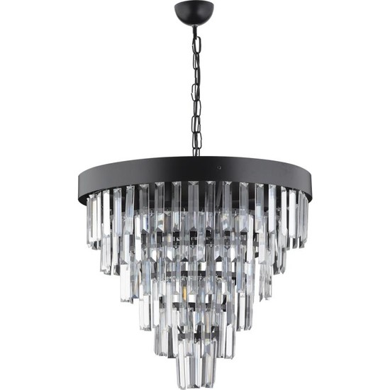 Istanbul Avize Linda 55'lik Siyah Kristal Taşlı Avize Fiyatı