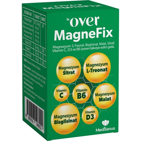 Over Magnefix 60 Tablet Magnezyum, L-Treonat, Bisglisinat, Fiyatı
