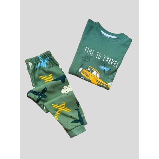 Elmas Kids Erkek Çocuk %100 Pamuklu Uçak Desenli Pijama Fiyatı