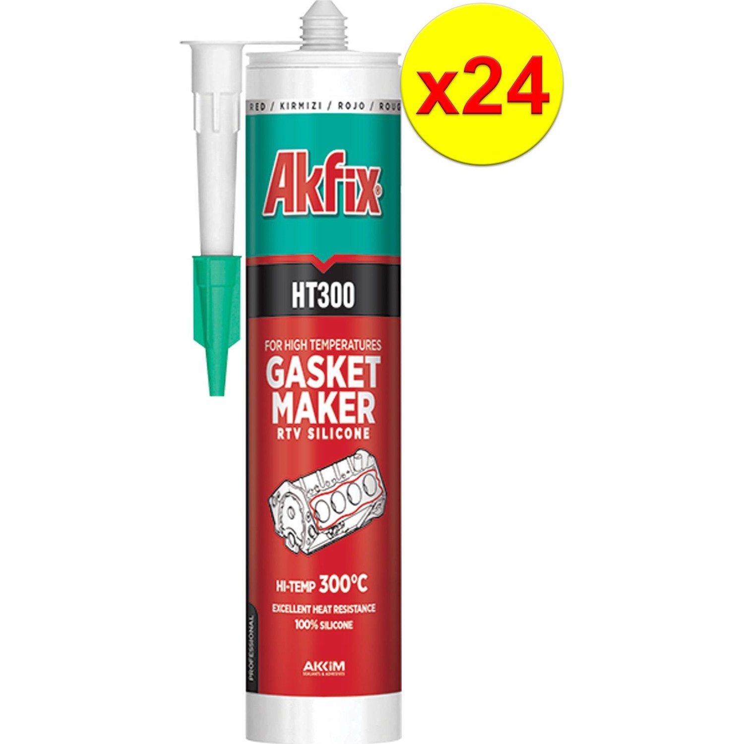 Akfix HT300 Yüksek Isı Silikonu Sıvı Conta 310 ml 24'lü Fiyatı
