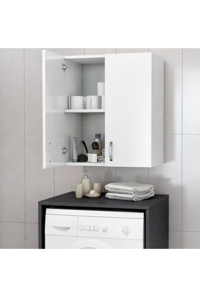 Remaks Makina Üstü Dolap, Banyo Dolabı, Çamaşır Dolabı, Havlu Dolabı, Kapaklı Dolap - Beyaz Remaks Makina Üstü Dolap, Banyo Dolabı, Çamaşır Dolabı, Havlu Dolabı, Kapaklı Dolap - Beyaz