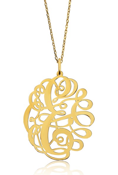 Tasarlatak E Harfli Altın Kaplama Gümüş Kolye TTK180