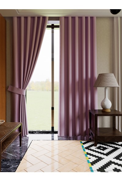 Lüks House Karartma Perde Blackout Fon Perde Gül Kurusu Düz Dikim 100 x 240 cm