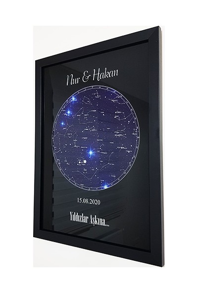 Mybamba Gökyüzü Yıldız Haritalı Siyah Çerçeveli Cam Tablo 2 Mybamba Gökyüzü Yıldız Haritalı Siyah Çerçeveli Cam Tablo 2