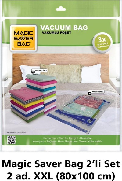 Magic Saver Bag 2'li Xxlarge Vakumlu Poşet Seti Magic Saver Bag 2'li Xxlarge Vakumlu Poşet Seti