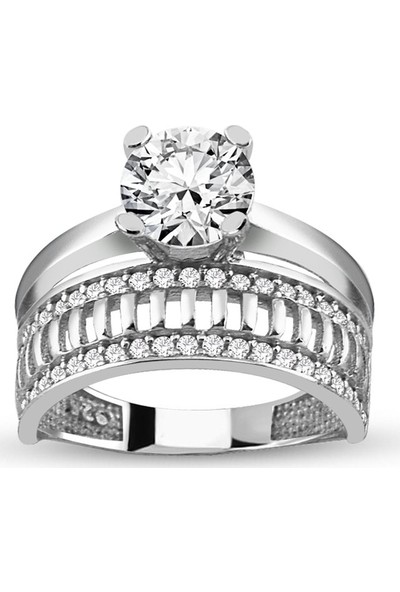 Tesbihname 925 Ayar Gümüş Yarım Tur Tektaş Yüzük Tesbihname 925 Ayar Gümüş Yarım Tur Tektaş Yüzük