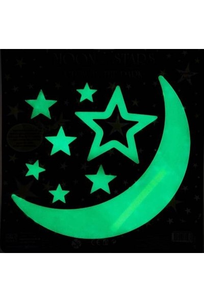 Hobi Toys Fosforlu Parlayan Ay ve Yıldızlar Pvc Duvar Dekoru Tavan Süsü