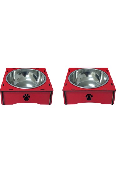 PetCrew Kedi Köpek Mama ve Su Kabı Ahşap Kırmızı 280MLX2 PetCrew Kedi Köpek Mama ve Su Kabı Ahşap Kırmızı 280MLX2