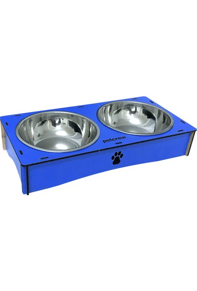 PetCrew Kedi Köpek Mama ve Su Kabı Ahşap Mavi 280MLX2