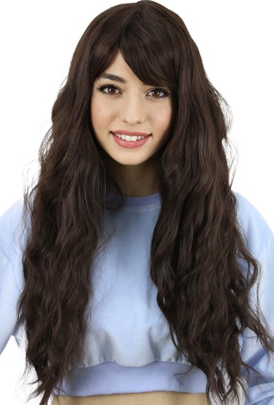 Eva Peruk Su Dalgalı Fiber Sentetik Peruk Çikolata Kahve