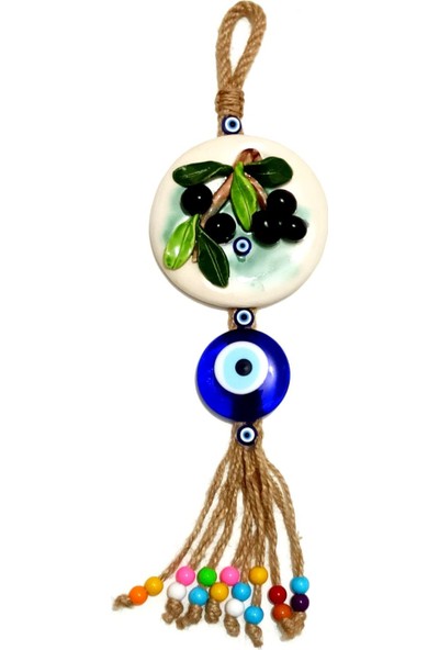 Seramik Zeytin Detaylı Cam Nazar Boncuklu El Yapımı Hediyelik Eşya Duvar Süsü Seramik Zeytin Detaylı Cam Nazar Boncuklu El Yapımı Hediyelik Eşya Duvar Süsü