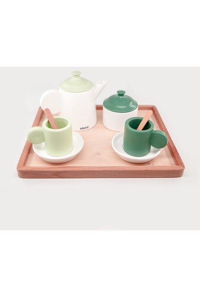 Locco Ahşap Çay Seti Yeşil