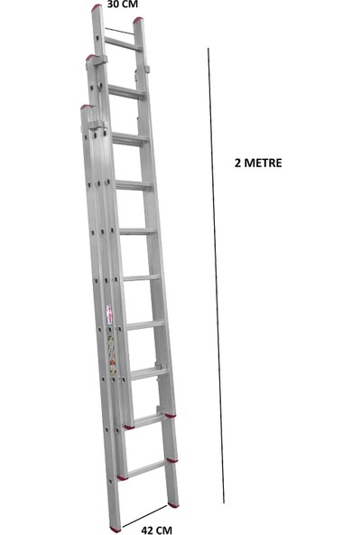 beykon Alüminyum 3 x 2 M Toplam 6 M Endüstriyel Sürgülü Merdiven beykon Alüminyum 3 x 2 M Toplam 6 M Endüstriyel Sürgülü Merdiven