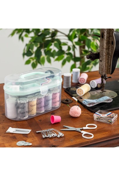 Favore Casa Kullanışlı Plastik Oval Kutu Dikiş Seti Fıstık Yeşil Favore Casa Kullanışlı Plastik Oval Kutu Dikiş Seti Fıstık Yeşil
