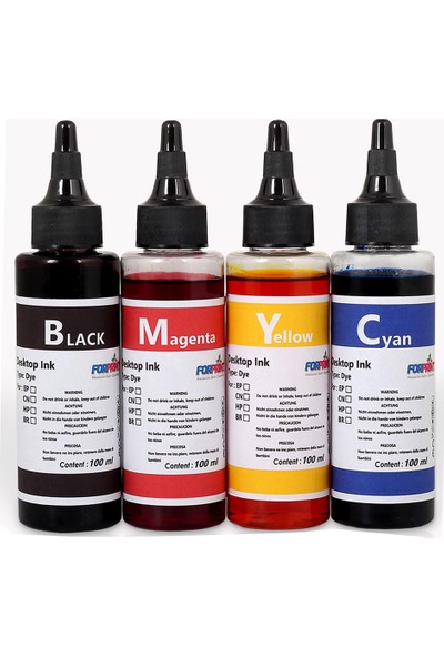 Forprint Bitmeyen Kartuşlu Canon Yazıcı Için Uyumlu Mürekkep Seti 4X100ML Forprint Bitmeyen Kartuşlu Canon Yazıcı Için Uyumlu Mürekkep Seti 4X100ML