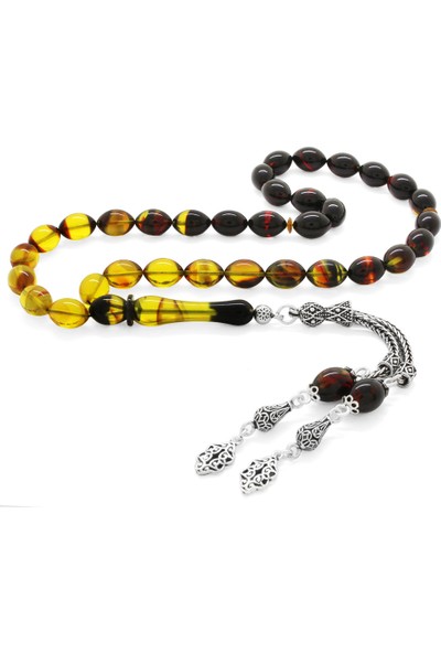 Tesbihname 925 Ayar Gümüş Çift Püsküllü Arpa Kesim Bal Rengi Ateş Kehribar Tesbih Tesbihname 925 Ayar Gümüş Çift Püsküllü Arpa Kesim Bal Rengi Ateş Kehribar Tesbih