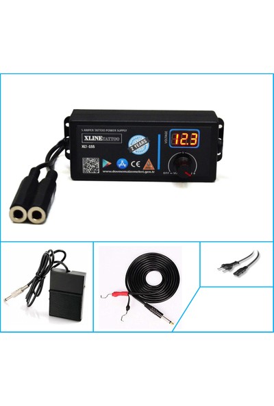 Xline XLT-155 5 Amper Çift Jaklı Dijital Ekranlı Tattoo Dövme Makinası Adaptörü + Clıp Cord + Pedal Xline XLT-155 5 Amper Çift Jaklı Dijital Ekranlı Tattoo Dövme Makinası Adaptörü + Clıp Cord + Pedal