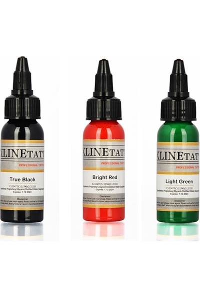 Xline 1 Oz Xlinetattoo Dövme Boyası Seti - 3 x 30 ml Dövme Mürekkebi +