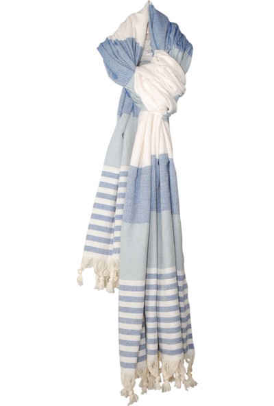 Gözde Amerikan Büyük Çizgi Peştamal Mavi 100 x 180 cm