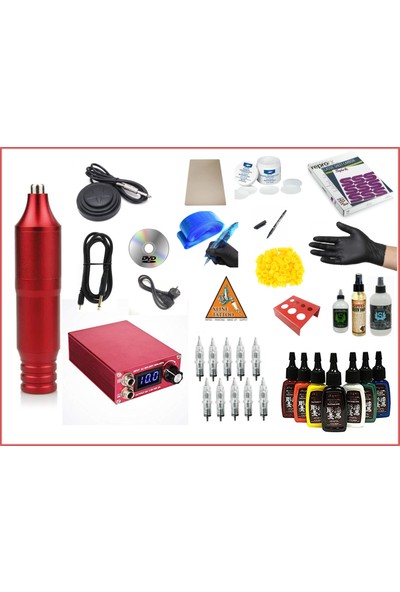 Xline XL-5320 Hybrid Red Tattoo Pen Dövme Makinası Seti - 20 Parça Xline XL-5320 Hybrid Red Tattoo Pen Dövme Makinası Seti - 20 Parça