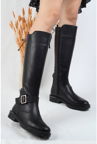 Modabuymus Hakiki Deri Arkadan Bağcıklı Binici Çizme - Herca Modabuymus Hakiki Deri Arkadan Bağcıklı Binici Çizme - Herca