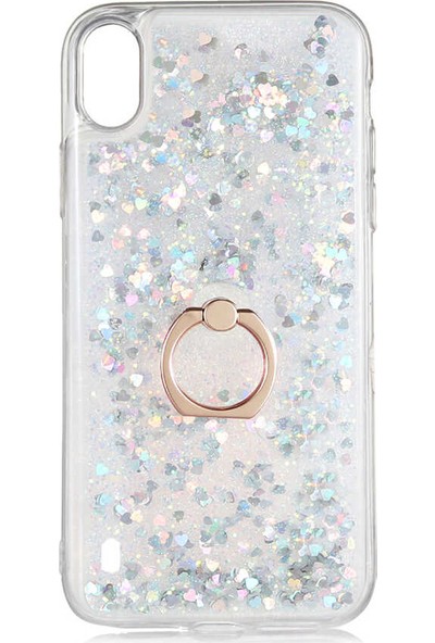 Tekno Grup Samsung Galaxy A10 Kılıf Sulu Simli Yüzüklü Milce Silikon Kılıf Gümüş Tekno Grup Samsung Galaxy A10 Kılıf Sulu Simli Yüzüklü Milce Silikon Kılıf Gümüş