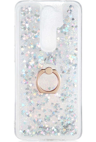 Tekno Grup Xiaomi Redmi Note 8 Pro Kılıf Sulu Simli Yüzüklü Milce Silikon Kılıf Gümüş Tekno Grup Xiaomi Redmi Note 8 Pro Kılıf Sulu Simli Yüzüklü Milce Silikon Kılıf Gümüş