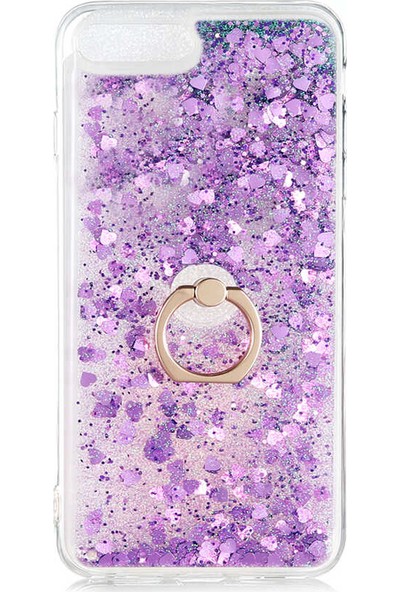Tekno Grup Apple iPhone 7 - 8 Plus Kılıf Sulu Simli Yüzüklü Milce Silikon Kılıf Mor Tekno Grup Apple iPhone 7 - 8 Plus Kılıf Sulu Simli Yüzüklü Milce Silikon Kılıf Mor