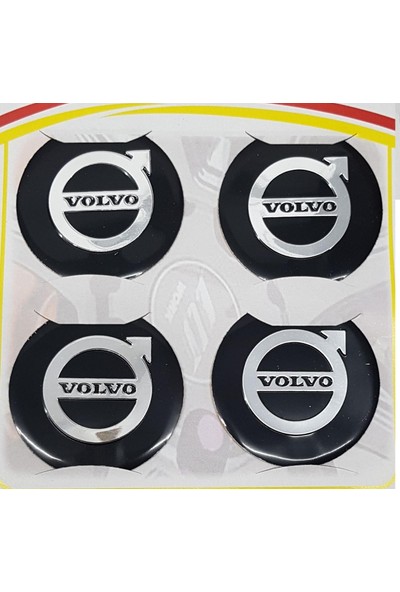 Yed Jant Göbeği Arma Volvo 60 mm 4'lü Set Siyah Alüminyum Yapıştırma