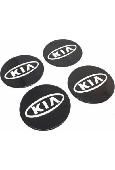 Yed Jant Göbeği Arma Kia Alüminyum Yapıştırma 60 mm 4'lü Set Siyah