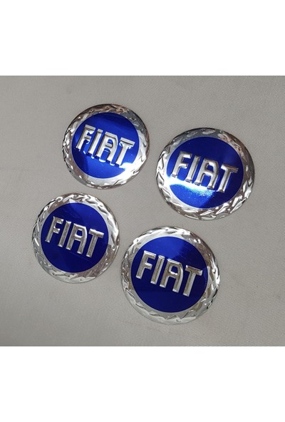 Yed Jant Göbeği Arma Fiat 60 mm Alüminyum Yapıştırma Mavi 4'lü Set
