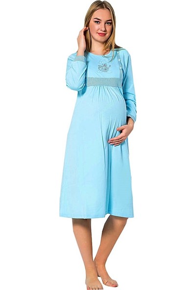 Alimer Uzun Kollu Penye Hamile Lohusa Gecelik Alimer Uzun Kollu Penye Hamile Lohusa Gecelik