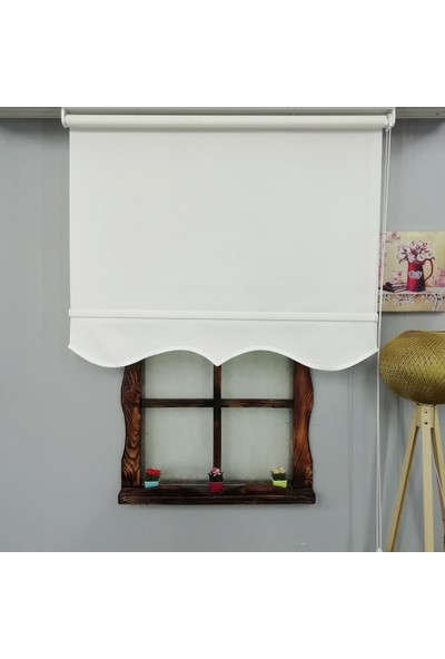 Esdeh Kalın Polyester Stor Perde Etekli Model Beyaz Esdeh Kalın Polyester Stor Perde Etekli Model Beyaz