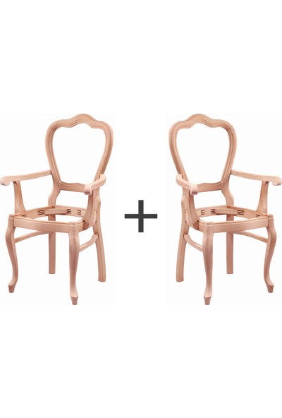 Obuts Home Klasik Kollu (Kolçaklı) Sandalye 4543 İkili Ahşap Ham Obuts Home Klasik Kollu (Kolçaklı) Sandalye 4543 İkili Ahşap Ham