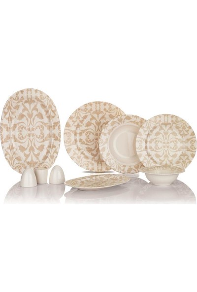 Schafer Dante 55 Parça 12 Kişilik Yemek Takımı Kahverengi