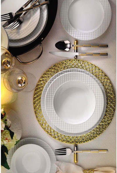 Kütahya Porselen Ekose Yemek Takımı Seti 36 Parça 12 Kişilik