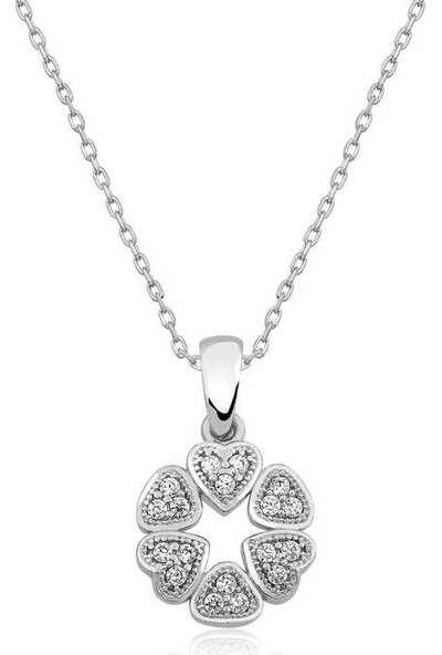 Gümüş Kalp Çemberi Bayan Kolye