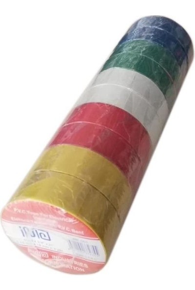 Hellove Elektrik Izolasyon Bandı Izole Bant 10 Adet Renkli Elektrik Bandı