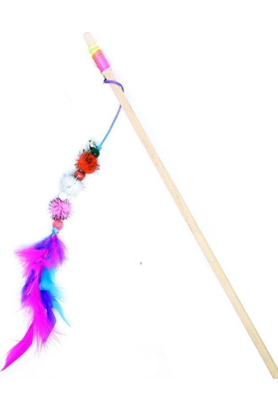 Bebebebek Ponponlu Tüylü ve Zilli Kedi Oltası 50 cm Bebebebek Ponponlu Tüylü ve Zilli Kedi Oltası 50 cm