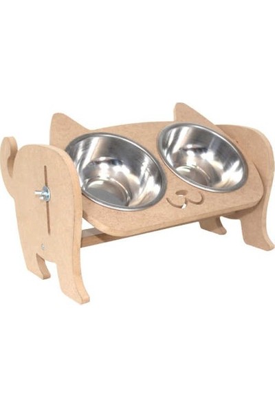 Gumustenevim Ayarlanabilir Kedi Köpek Çelik Mama ve Su Kabı 200 ml