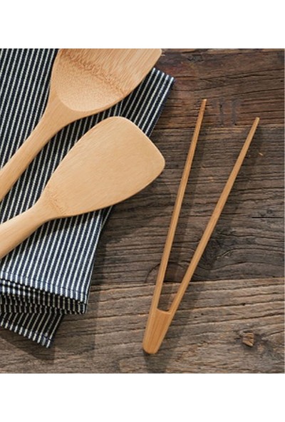 Bimbambom Bambu Servis Maşası, Ahşap Maşa 30 cm