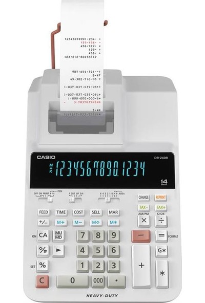 Casio DR-240R 14 Hane Şeritli Hesap Makinesi Casio DR-240R 14 Hane Şeritli Hesap Makinesi