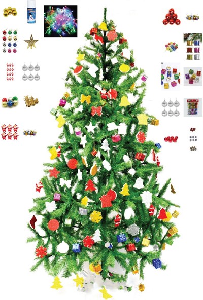 Pazarız Yılbaşı Seti 60 cm Çam Ağacı 73 Ad Süsleri Maxi Paket