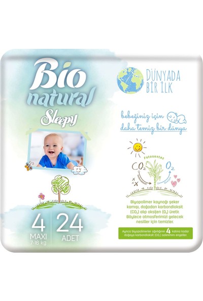Sleepy Bio Bebek Bezi 4 Numara Maxi 24'lü Sleepy Bio Bebek Bezi 4 Numara Maxi 24'lü