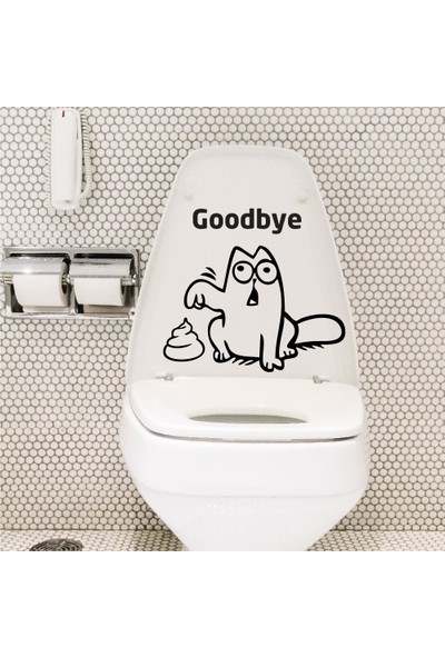 Dijitalya Good Bye | Kedi Klozet Kapağı Sticker | Banyo Sticker Dijitalya Good Bye | Kedi Klozet Kapağı Sticker | Banyo Sticker