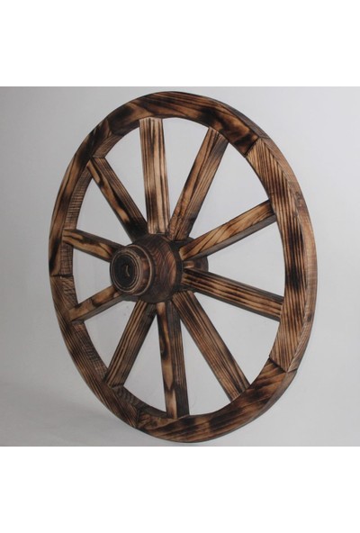 Otantik Çarşı Ahşap At Arabası Tekeri 70 Cm.(Ahşap Yakma)