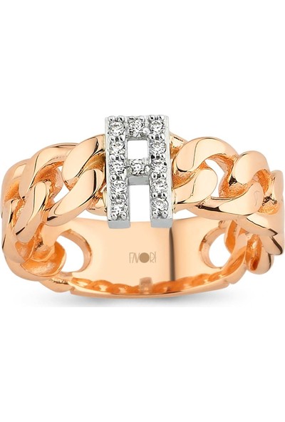 Ayyıldız Mücevherat Ayyıldız Kuyumculuk Kadın Harf Pembe Beyaz Altın Yüzük